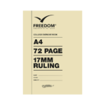 A4 72 Pages College Exercise Book Ruled 17MM — Statesman Stationery