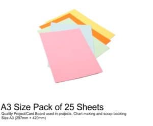 Project Boards A3 - 25 Sheets Assorted Colours — Statesman Stationery