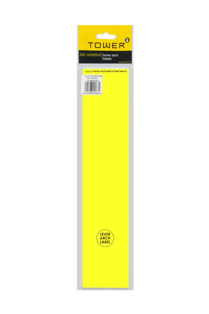 Tower Labels Lever Arch 12's Fluorescent Lime — Statesman Stationery